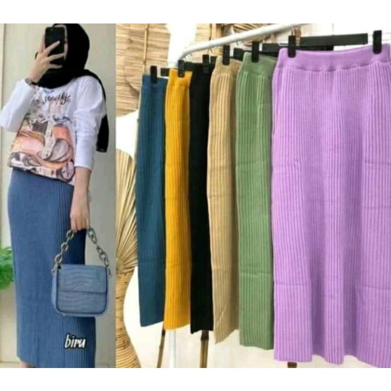 Jual Rok span plisket rok span rajut | Shopee Indonesia