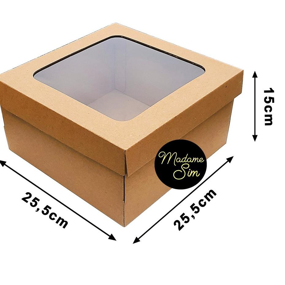 Jual KOTAK KUE - CAKE BOX 25 x 25 x 15 CM - COKLAT + JENDELA (ISI 10 ...