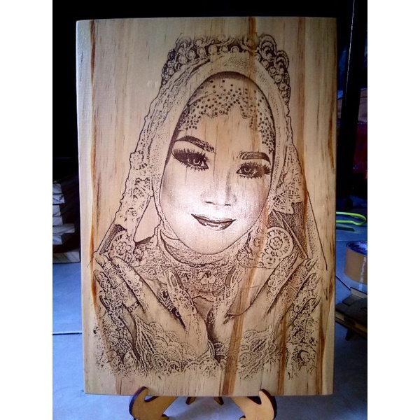 Jual Lukisan Kayu Custom Foto Logo grafir laser kayu unik A4 20x30 ...
