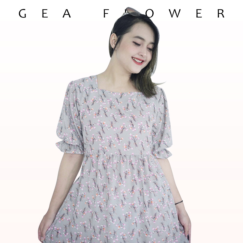 Jual MIDI DRESS GEA FLOWER I DRESS MIDI I JUMBO BIG SIZE I KOREA KOREAN STYLE By sabrina ...