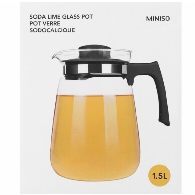 Jual Miniso Teko Kaca 1.5L Volume Besar Kaca Tea Pot Dengan Saringa ...