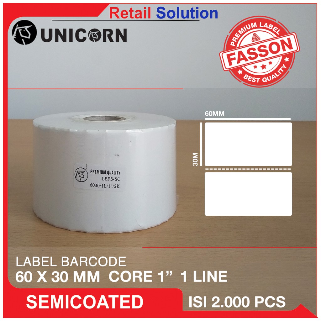Jual Label Barcode Semicoat 60x30 mm / 60 x 30 mm / 60x30mm - Isi 2000 ...