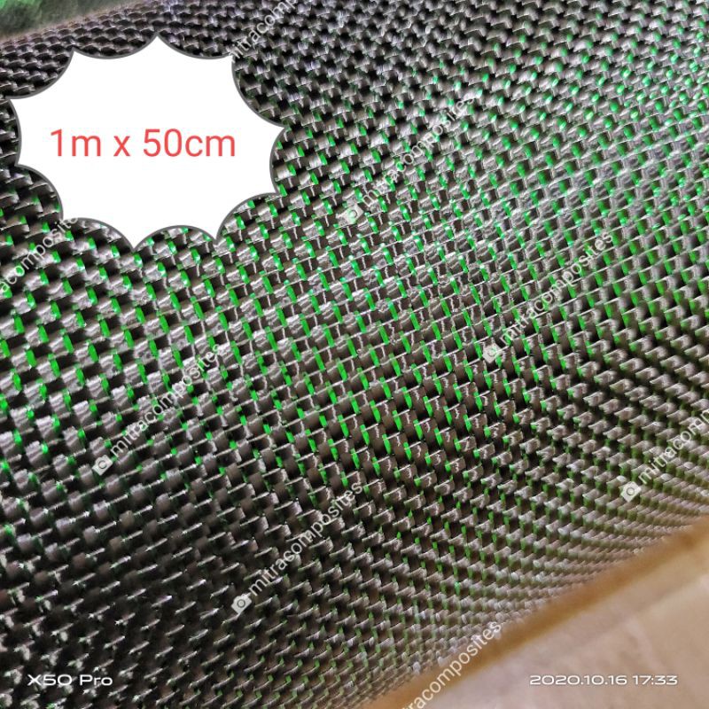 Jual Serat Carbon Karbon Kevlar Fiber Fabric Cloth 3K Plain Hijau Green ...
