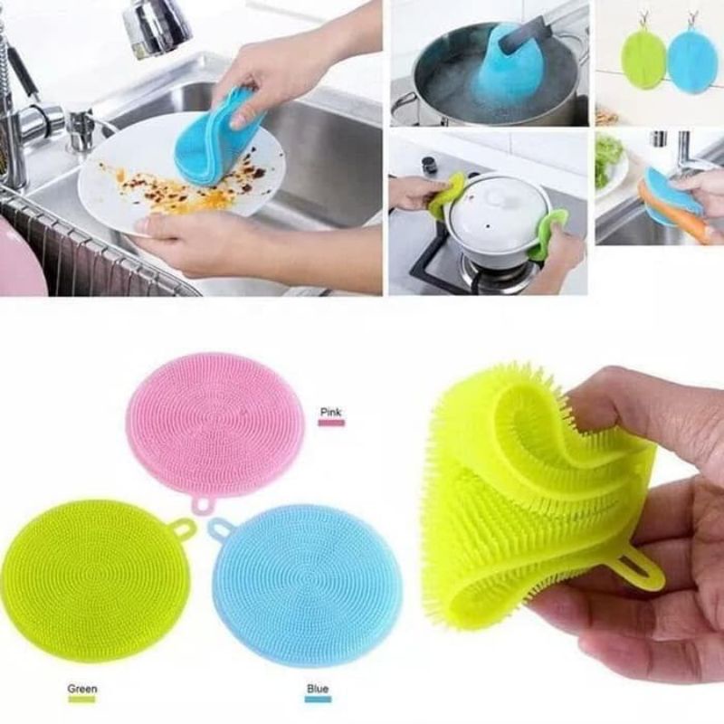 Jual Spon Silicon Cuci Piring Bulat Anti Kuman Bakteri/Pencuci | Shopee ...