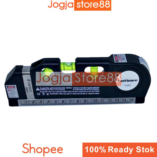 Jual Penggaris Laser Horizontal Vertical 250CM + Waterpass - Black ...