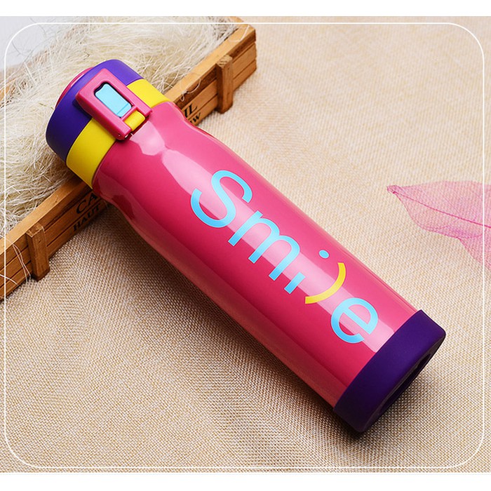 Jual Termos Unik Lucu Botol Minum warna Pink Stainless Steel My Smile ...