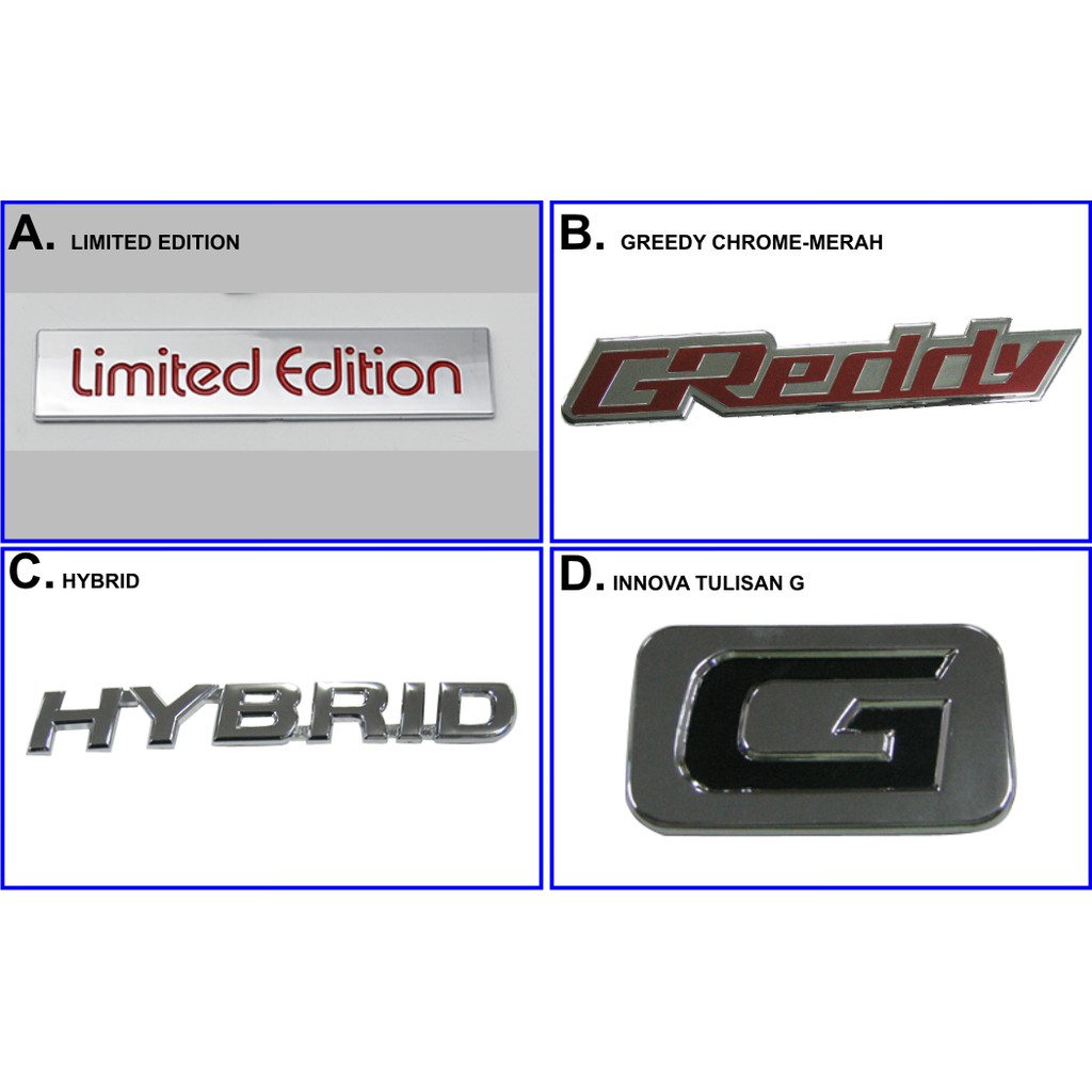 Jual EMBLEM CAR LOGO LIMITED EDITION / GREEDY CHROME-MERAH / HYBRID ...