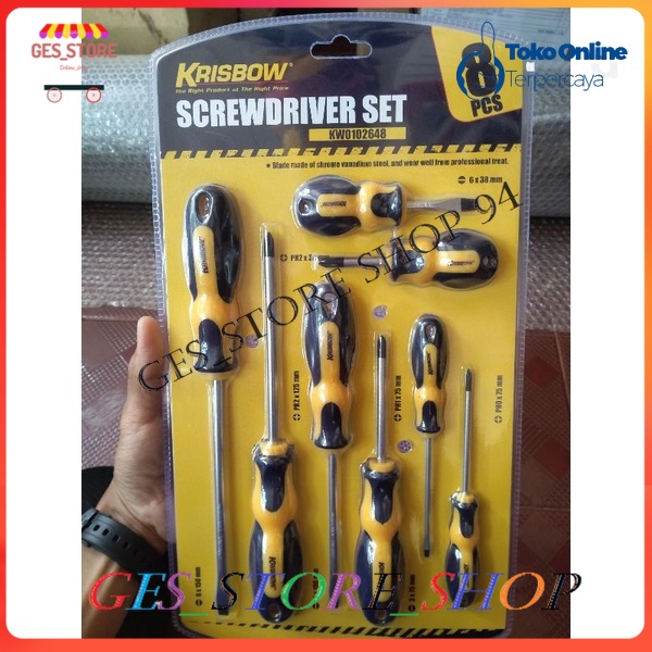 Jual Krisbow Set 8 Pcs Obeng Plus Dan Minus / Screwdriver Set | Shopee ...