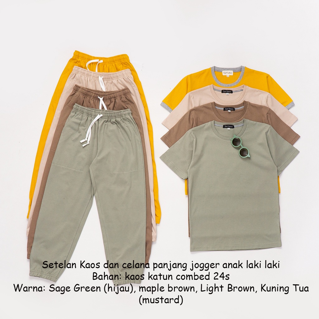 Jual Setelan Baju Kaos Basic Polos Lengan Pendek Celana Jogger Anak Laki laki Remaja Tanggung 6 ...