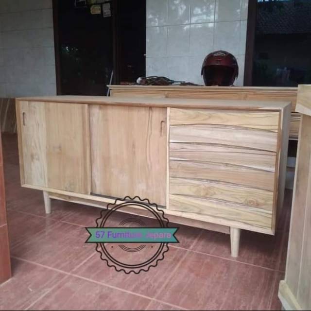 Jual Lemari Hias Pendek/Meja Tv Kayu Jati Mentahan/Bupet Laci Model ...