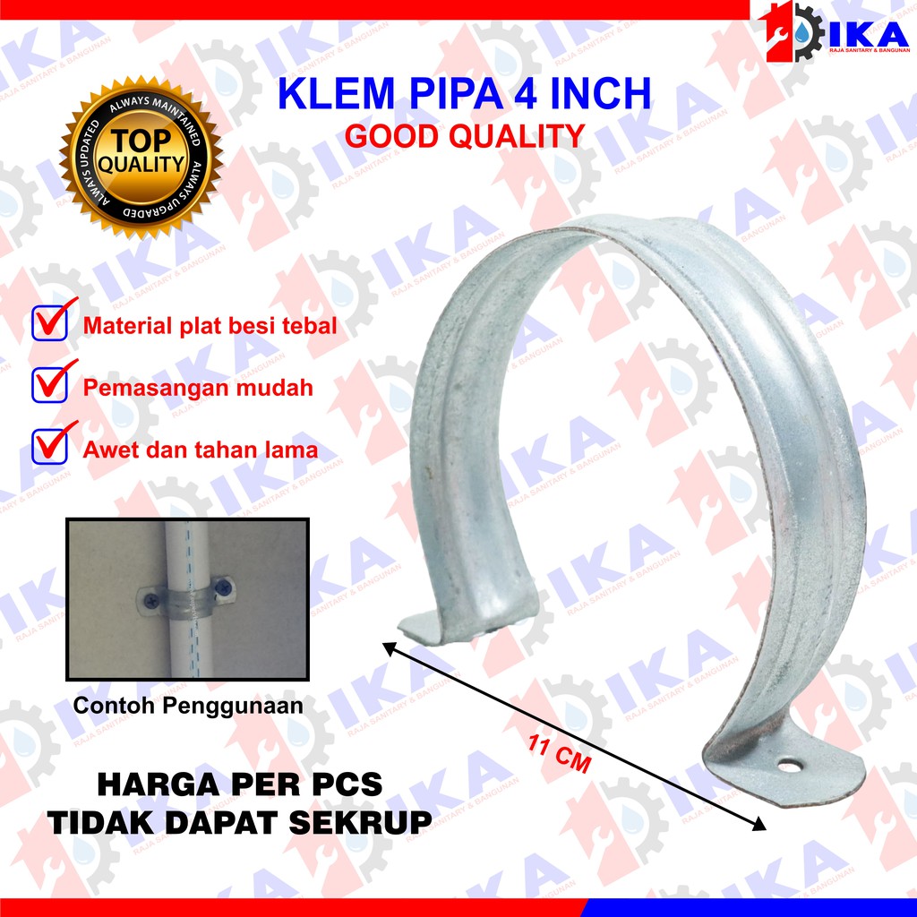 Jual Klem pipa 4" inch / Klem omega/ klem plat/ klem besi/ klem seng / 4" CLAMPS OMEGA GALVANIS ...