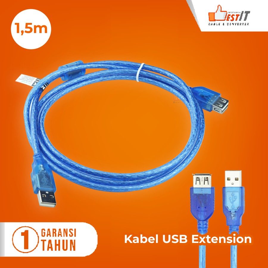 Jual Kabel USB Extension V2.0 Panjang 1.5 Meter 3 Meter 5 Meter 10 ...