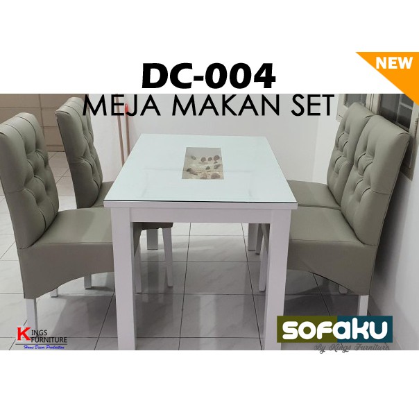 Jual Sofaku DC-004 Dining Chair - Meja Makan Set Kursi Meja Pasir Kerang - Meja Makan Atas Kaca ...