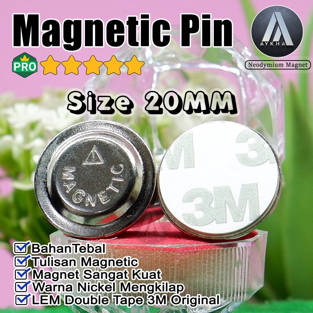 Jual MAGNET Nametag Name Tag Nama Dada Pin Lencana Wing Badge Bulat 20mm 2CM 1set LEM Double ...