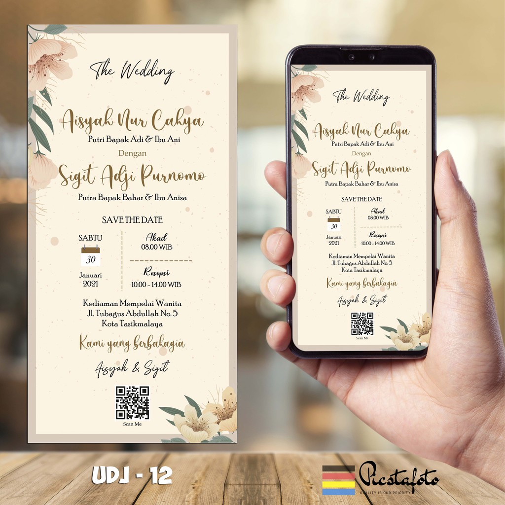 Jual Undangan Digital Pernikahan / Undangan Online / Statis Gambar Full ...