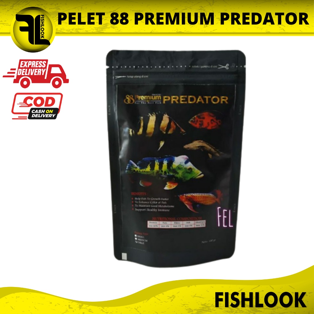 Jual Pelet 88 Premium PREDATOR SMALL Pellet Pakan Makanan Ikan 100gr ...