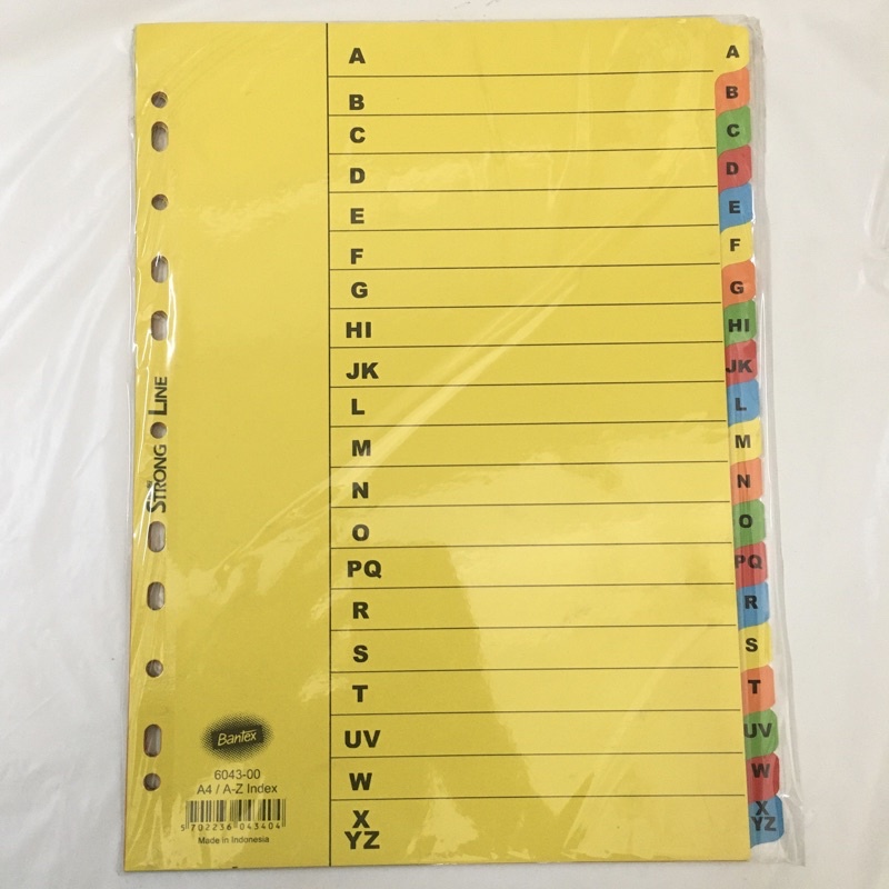 Jual Bantex 6043 Divider / Pembatas / Sekat 20 Tab A4 (A-Z) | Shopee ...