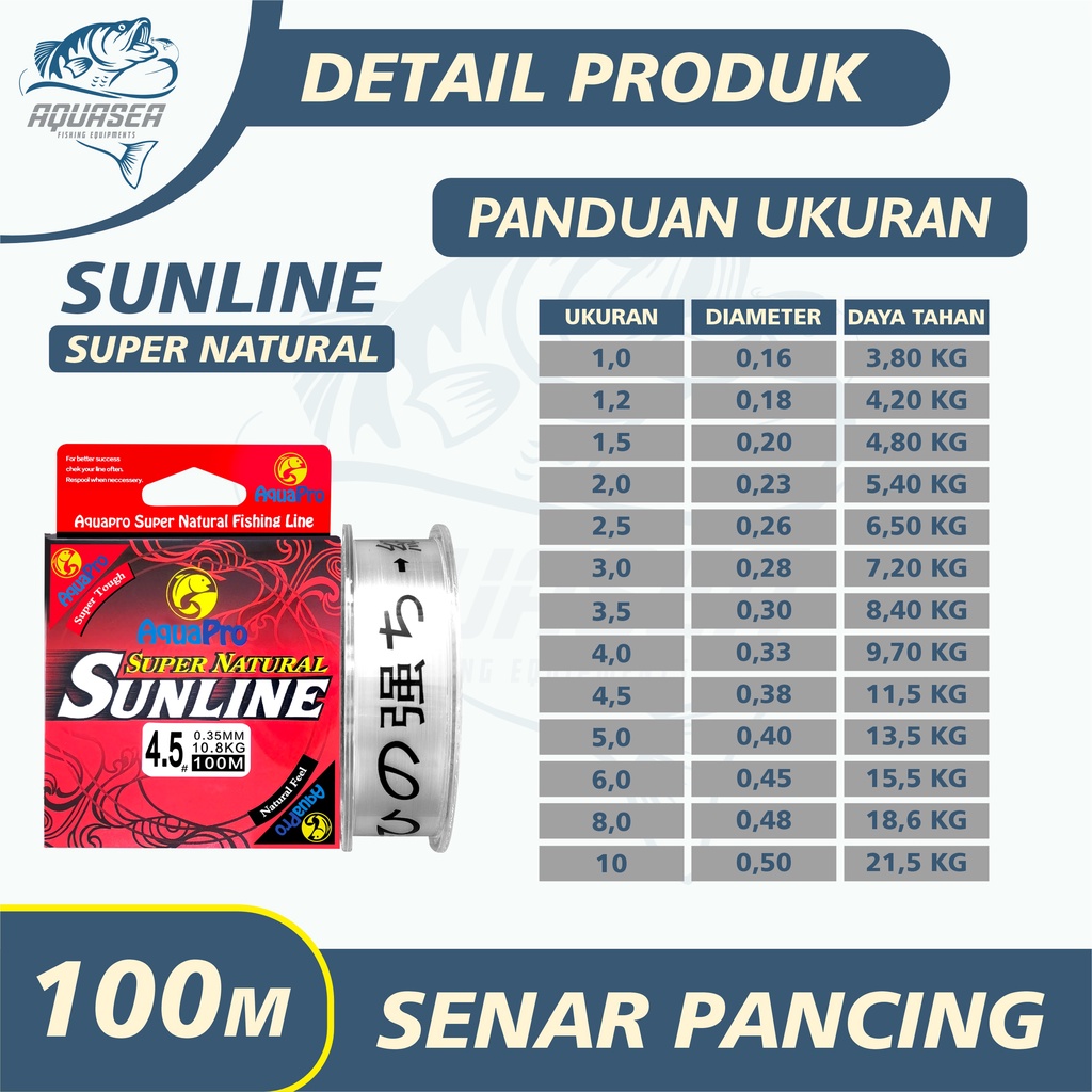 Jual AQUASEA Tali Pancing Sunline Senar Pancing 100m Super Natural ...