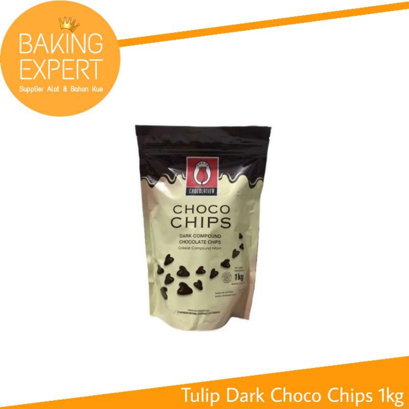 Jual Tulip Dark Choco Chips Compound ziplock 1kg chocolate kemasan ...