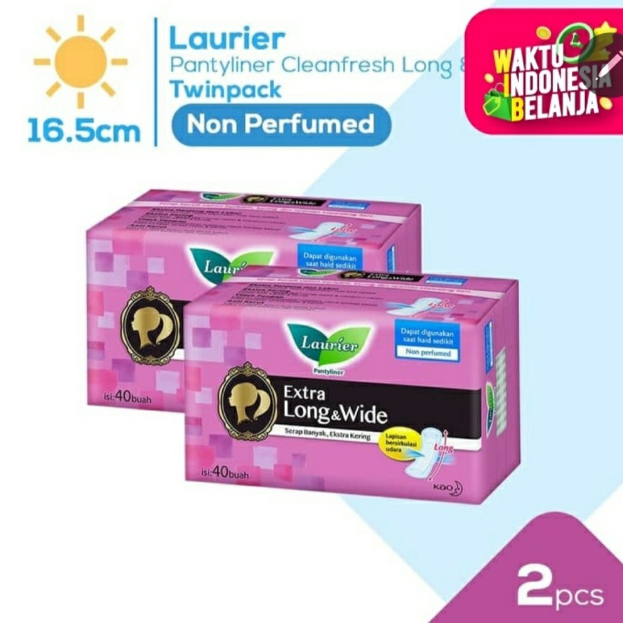 Jual Laurier Pantyliner Clean Fresh Long Absorb 40Pc Non Perfumed Twin ...