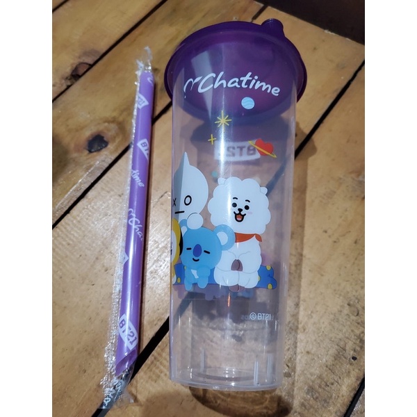 Jual tumblr (reusable cup)+ straw chatime bt21 | Shopee Indonesia