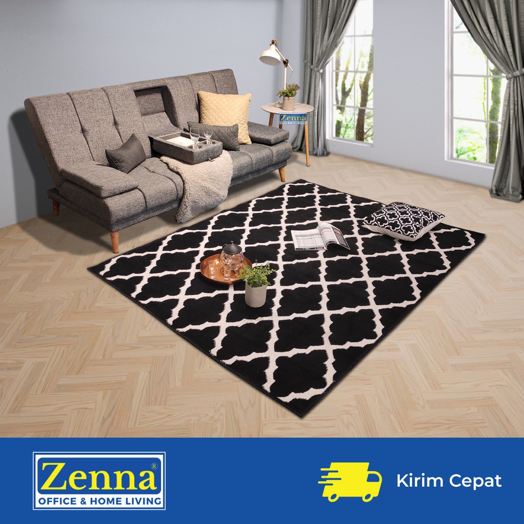 Jual Zenna karpet lantai minimalis motif hitam | Shopee Indonesia