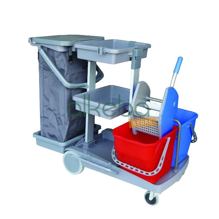 Jual Janitor Cart With Double Bucket D-11D Besar - troli cleaning ...