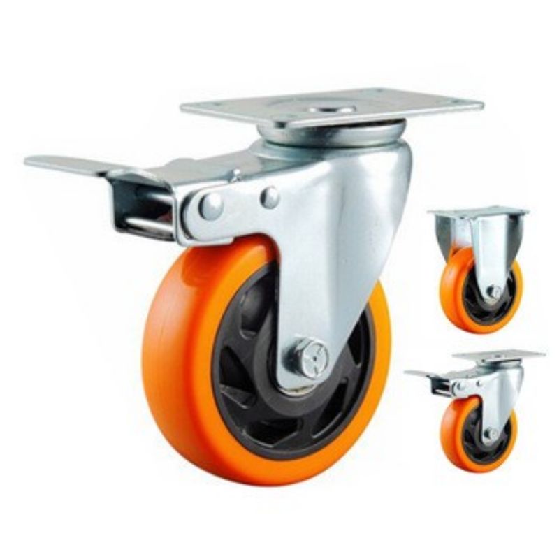 Jual Roda PVC orange wipro swivel+brake (hidup +rem) | Shopee Indonesia