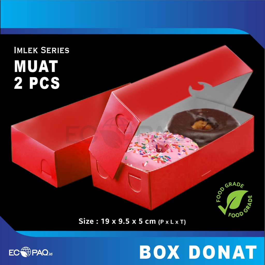 Jual Box DONAT - Dus Donat - Kotak Donat - MERAH - ISI 2 (50 PCS ...