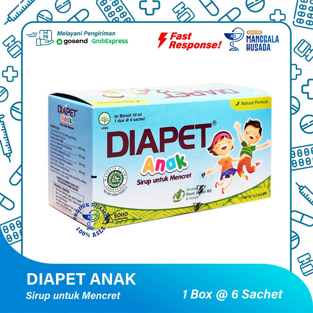 Jual DIAPET ANAK SIRUP SACHET UNTUK MENCRET 1 BOX @ 6 SACHET | Shopee ...