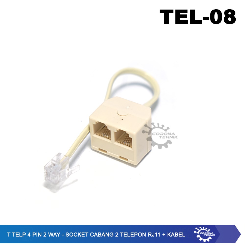 Jual T Telp 4 Pin 2 Way - Socket Cabang 2 Telepon RJ11 + Kabel | Shopee ...