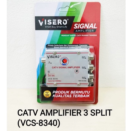 Jual CATV Signal Booster 3 Way 1 ke 3 Penguat Sinyal TV 3 output 40dB ...