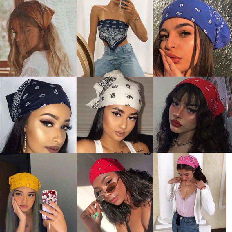 Jual slayer bandana bando batik kotak retro vintage unisex pria wanita ...