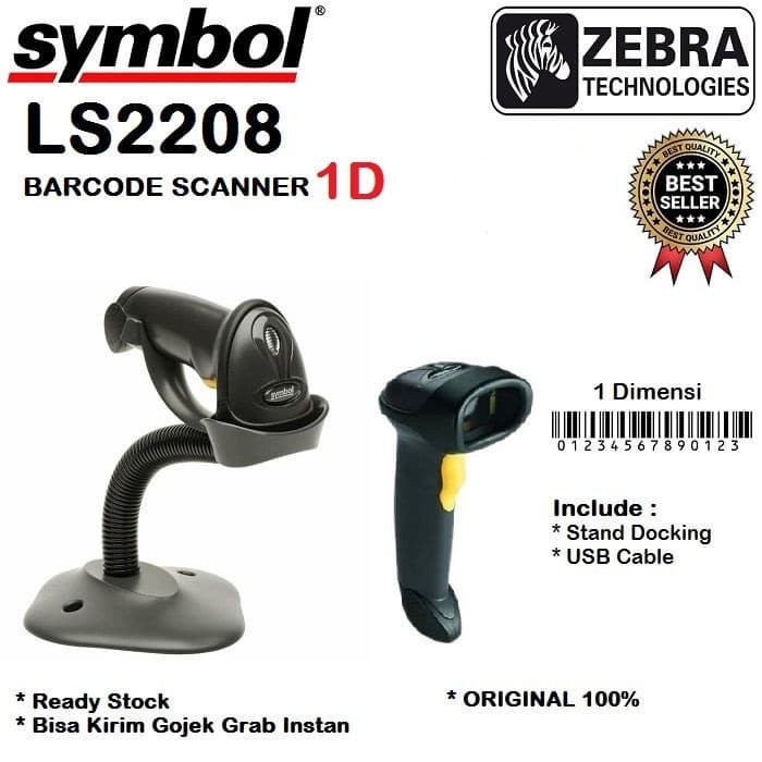 Jual Barcode Scanner Zebra Symbol LS2208 - LS 2208 - LS-2208 - Auto ...