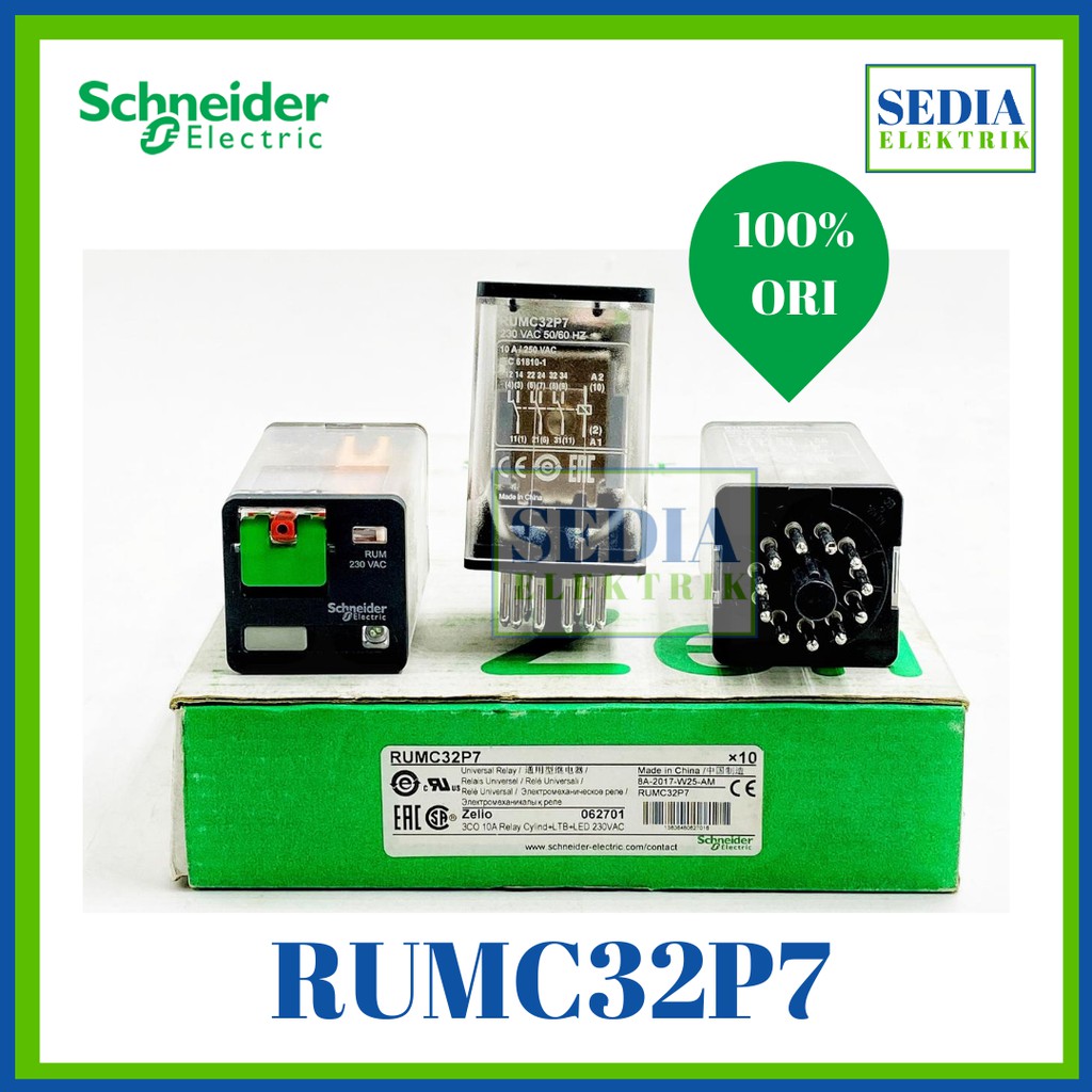 Jual RELAY SCHNEIDER RUMC32P7 220VAC PERS MK3P MKS3P | Shopee Indonesia