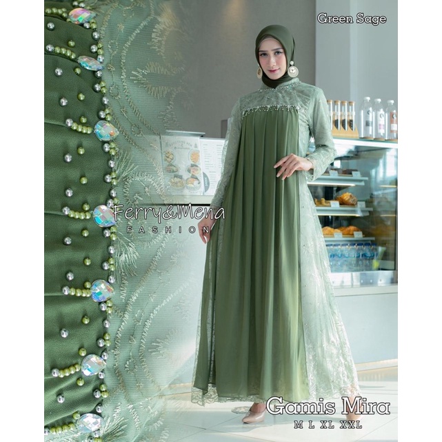 Jual COD/ Gamis Mira Kombinasi Ceruty Mix Payet Exclusive Mewah / Gamis ...