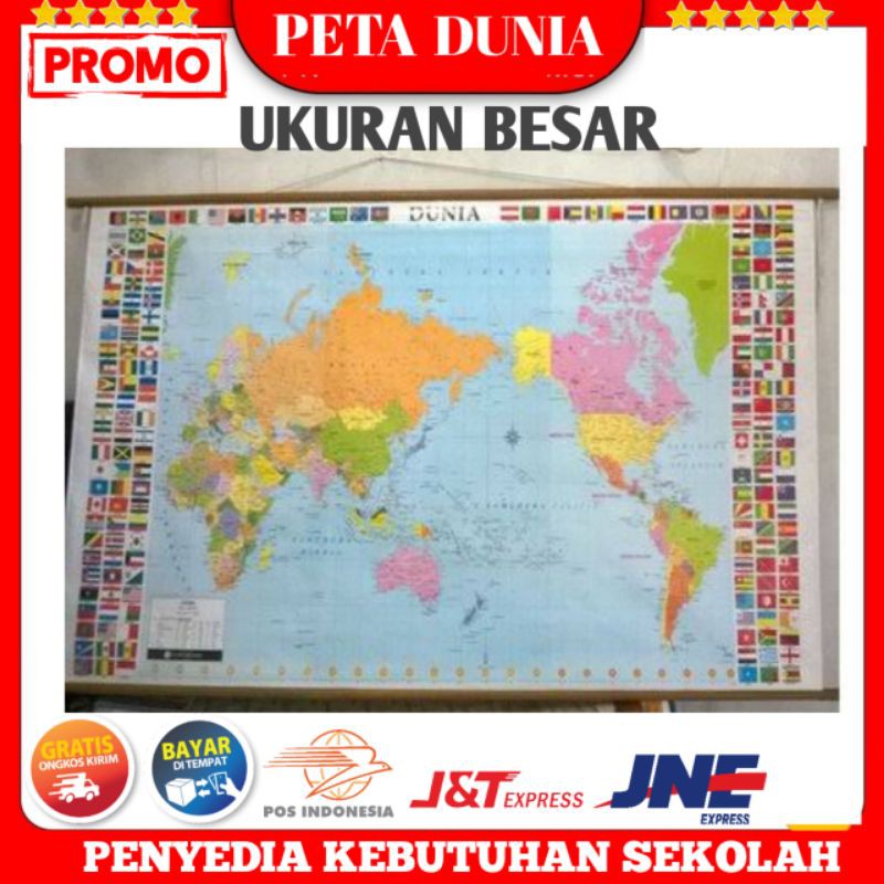 Jual Peta dunia ( Terlaris ) Peta dunia edisi Gantung / Peta dunia ...