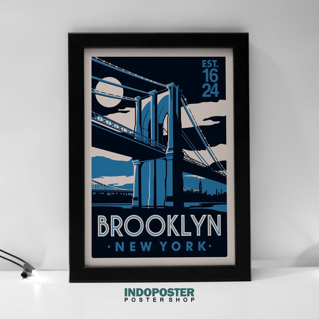 Jual Poster Vintage Travel Brooklyn New York | Shopee Indonesia