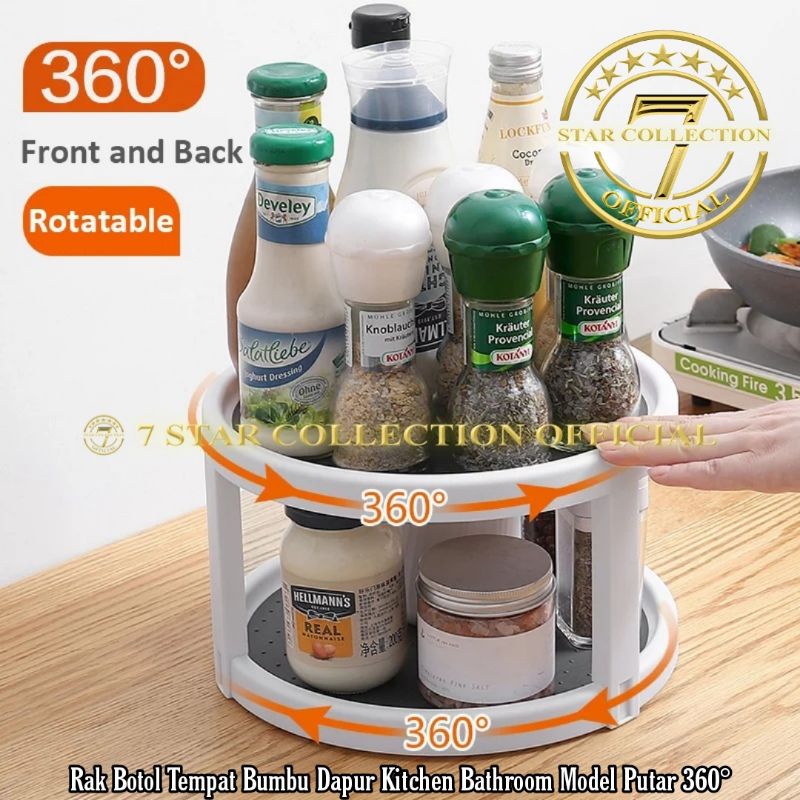 Jual Rak Botol Tempat Bumbu Dapur Kitchen Bathroom Model Putar 360° 2 ...