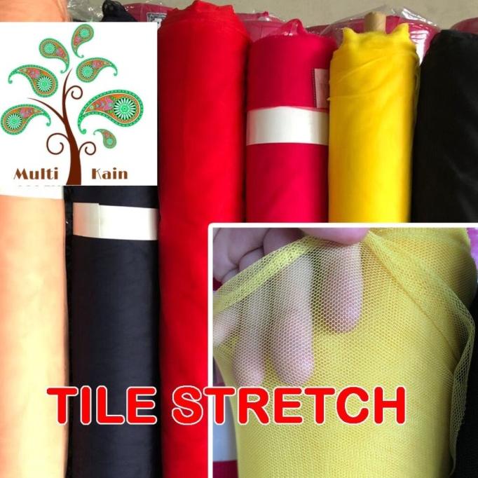 Jual bahan kain tile / tille / tule polos stretch/ spandex tinggi 1,5 ...