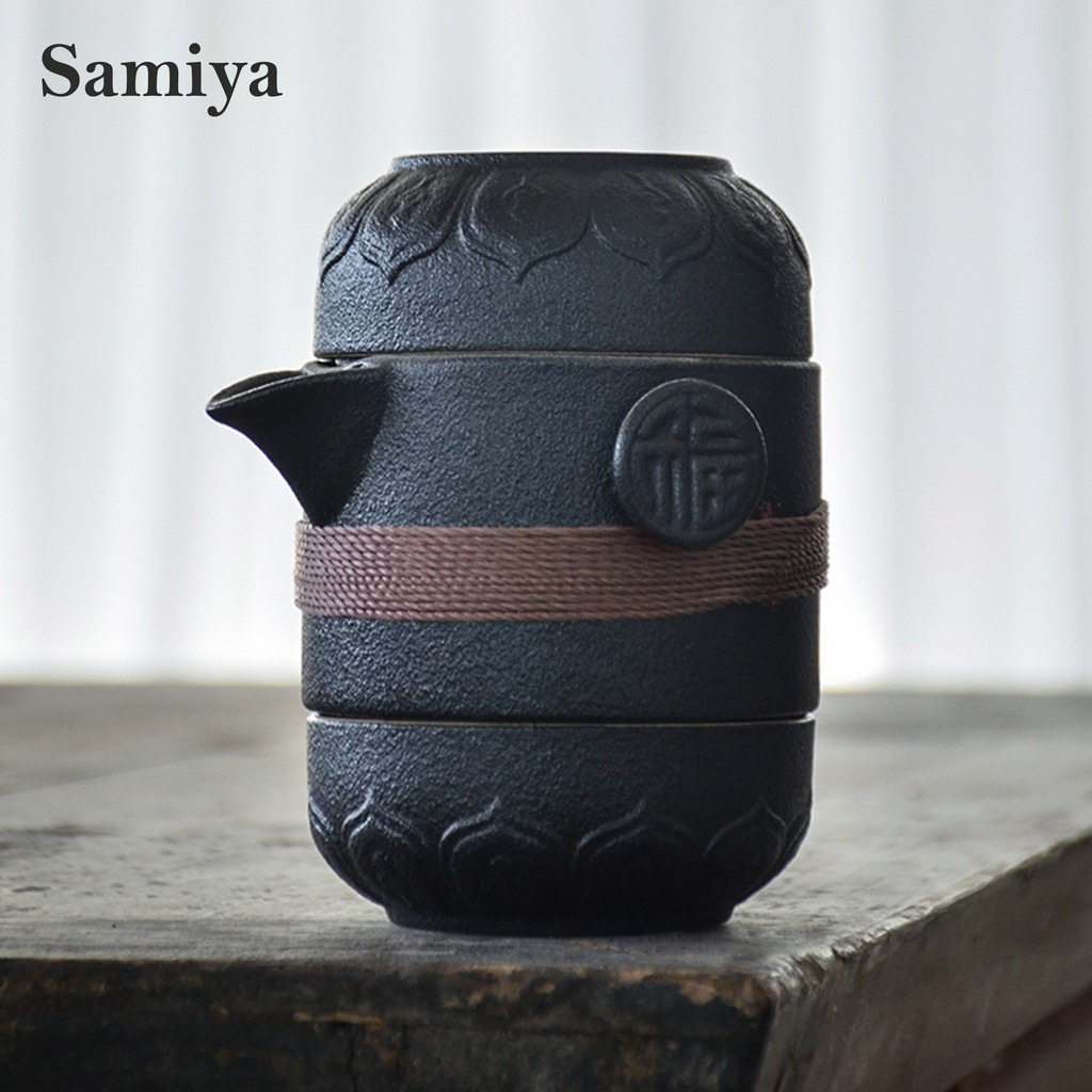 Jual teko teh set jepang portable black clasic / japanese teapot set ...