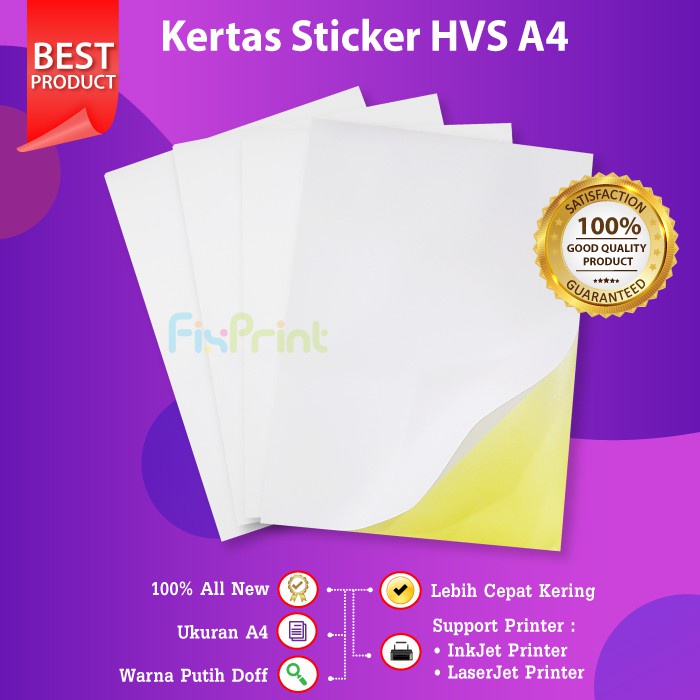 Jual 20 pcs Kertas Stiker HVS A4 Sticker Paper HVS Doff Premium Quality ...