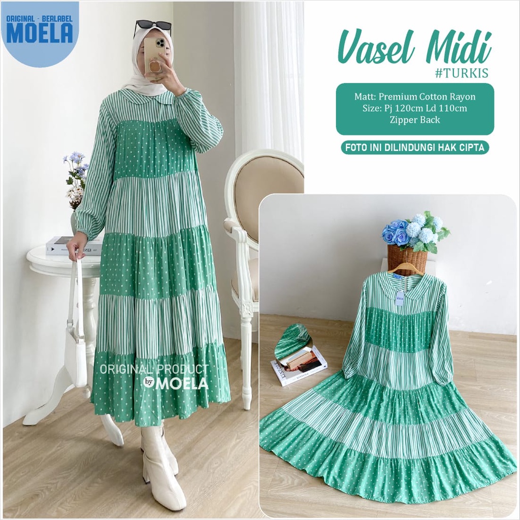 Jual MIDI DRESS VASEL LD 110 by ORIGINAL MOELA BERLABEL | Shopee Indonesia