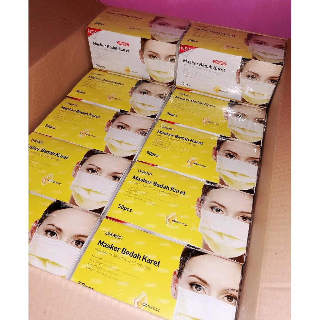Jual Masker Medis Kuning Onemed 20 box Masker Medis Kuning Kartonan ...