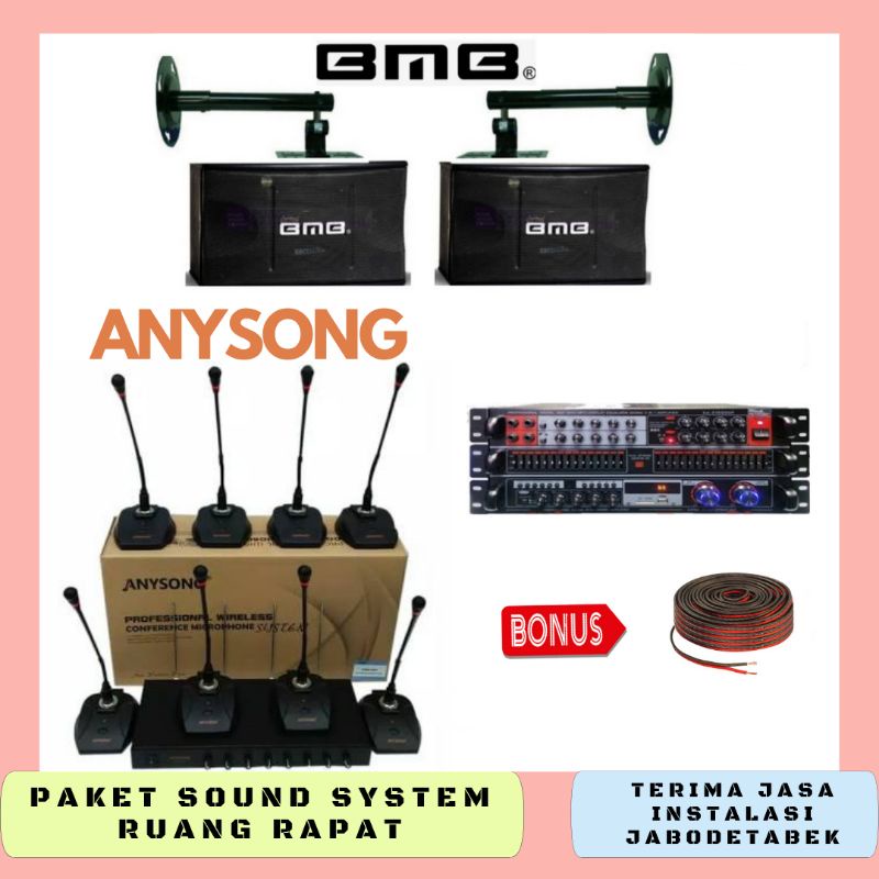 Jual Paket Sound System Ruang Rapat BMB ANYSONG 8 Mic Meja Wireless ...