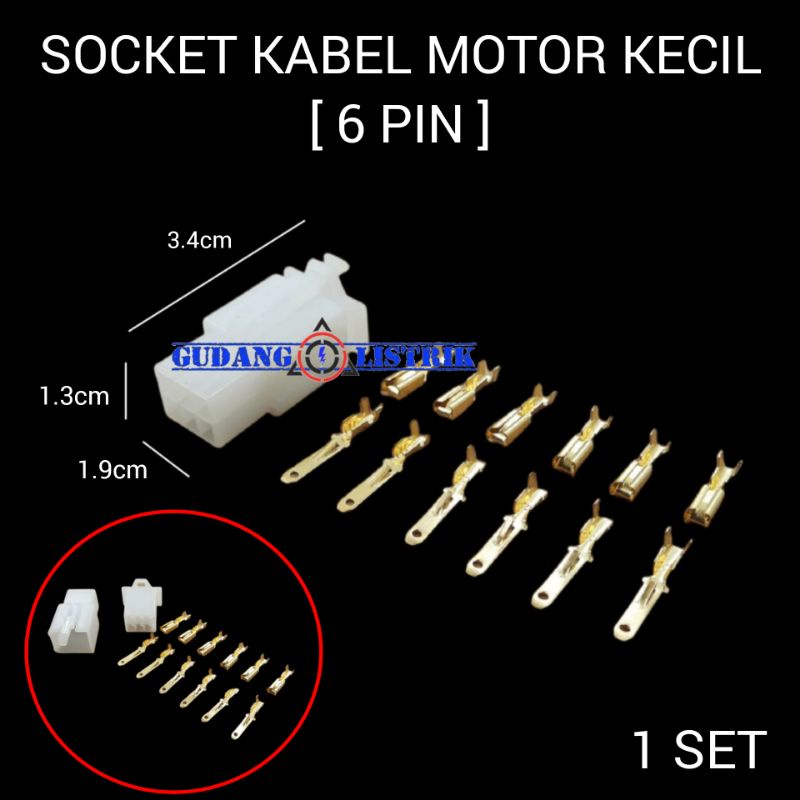 Jual Socket Kabel Motor Socket Skun Scun Connector Cable 6 Pin Kecil ...