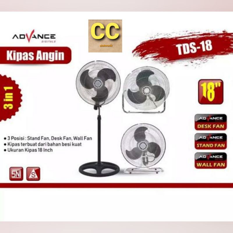 Jual KIPAS ANGIN ADVANCE TDS-18 3in1 multifungsi TDS 18 tds18 / KIPAS ...