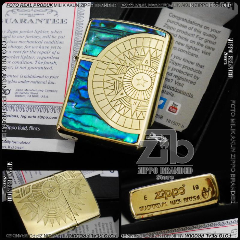 Jual zippo compass kompas shell golden brass armor 2 side limited edition | Shopee Indonesia