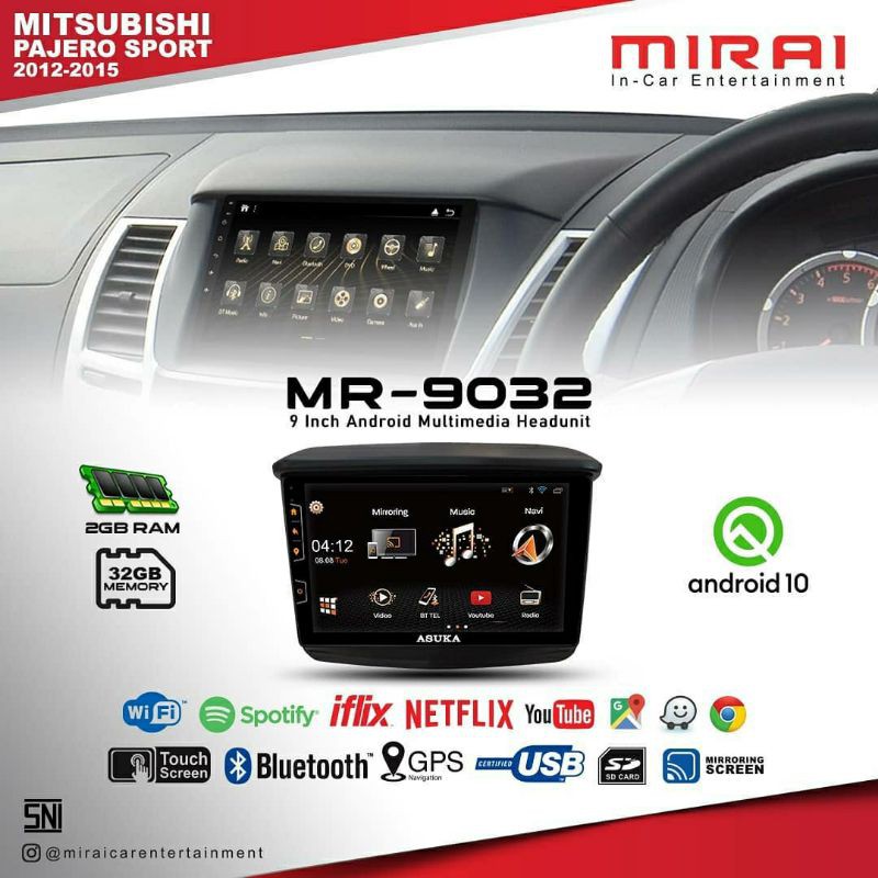 Jual Head Unit Android MIRAI Mitsubishi Pajero Layar 9Inch Android 10 ...