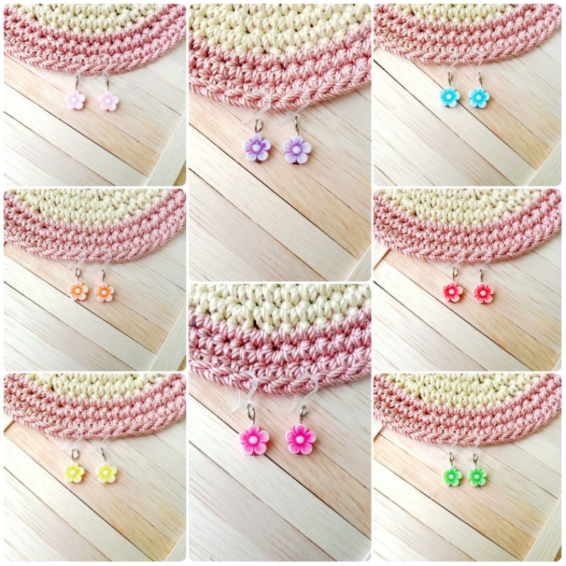 Jual ANTING PLASTIK BUNGA WARNA MURAH (5,10,12 pasang) | Shopee Indonesia
